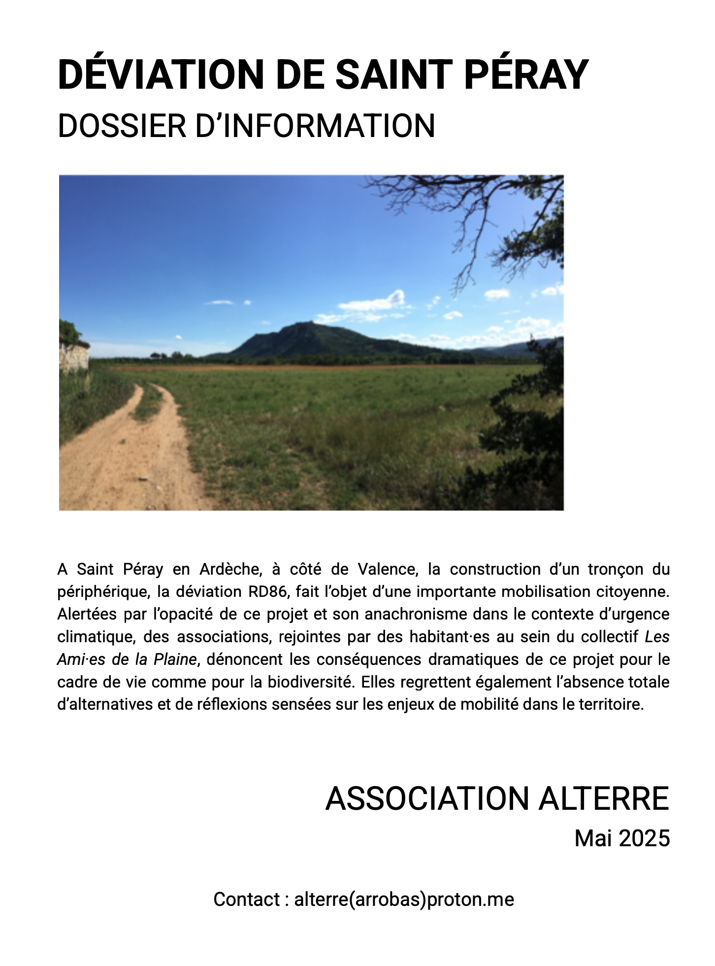 Dossier d'information Déviation de Saint Péray - Alterre